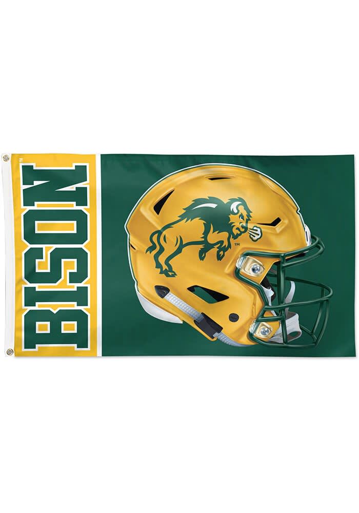 North Dakota State Bison Deluxe Helmet GREEN Silk Screen Grommet Flag ...