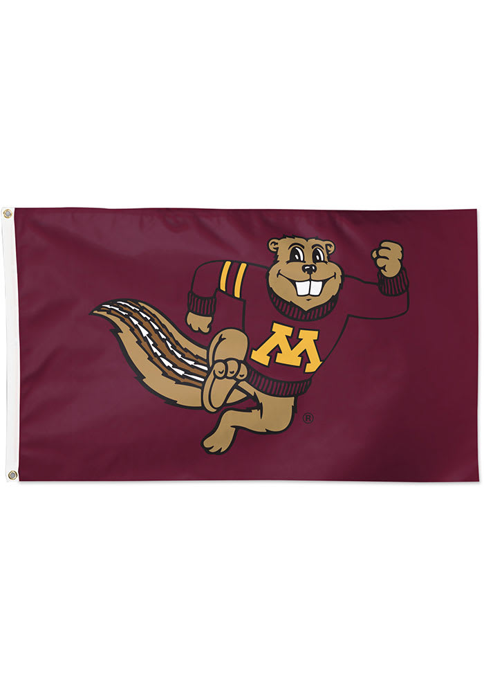 Minnesota Golden Gophers Deluxe Mascot MAROON Silk Screen Grommet Flag ...