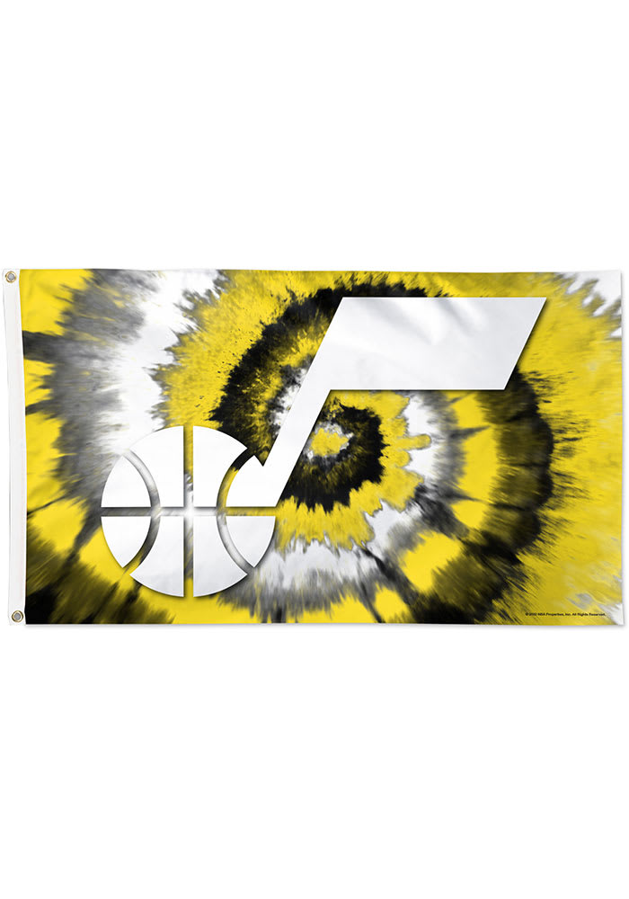 Utah Jazz Deluxe Tie Dye YELLOW Silk Screen Grommet Flag - 1018595