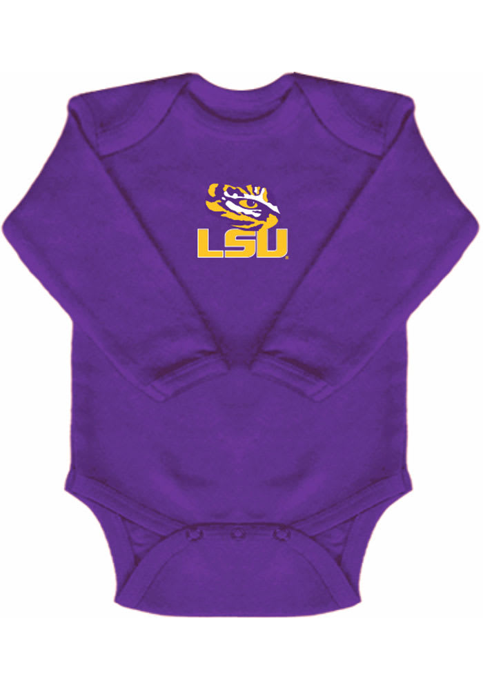 LSU Tigers Baby PURPLE Logo Long Sleeve Romper - 10191105