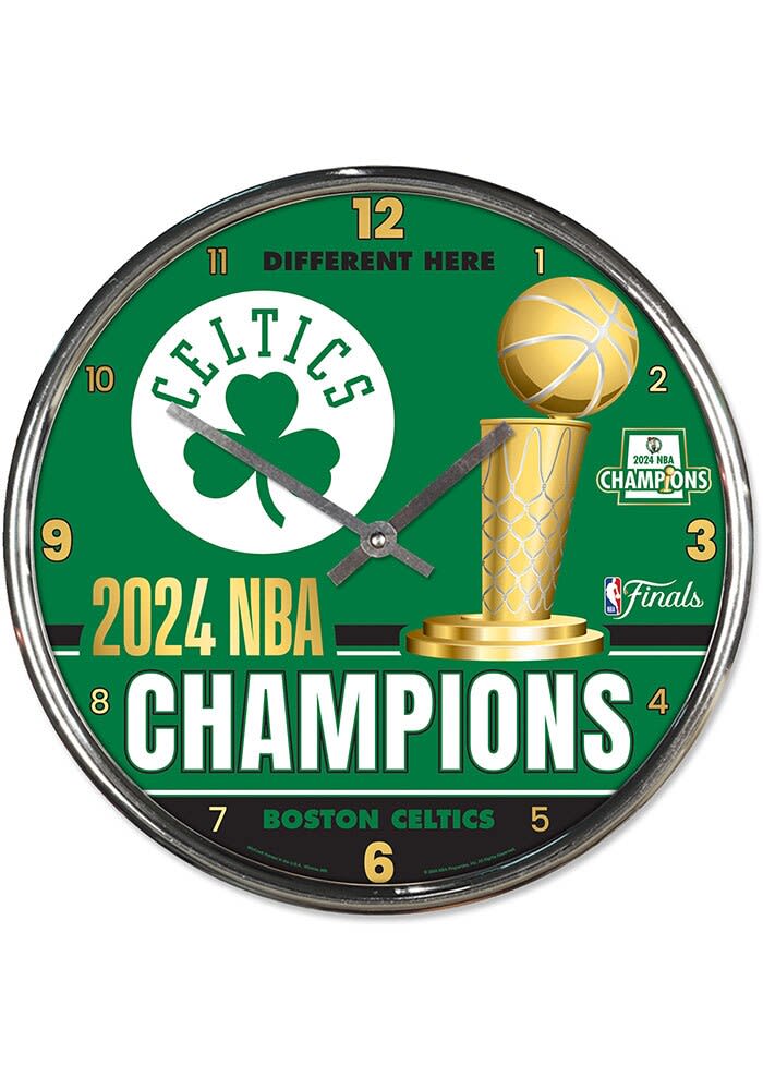 Boston Celtics NBA Finals Champions 2024 Chrome Wall Clock - GREEN