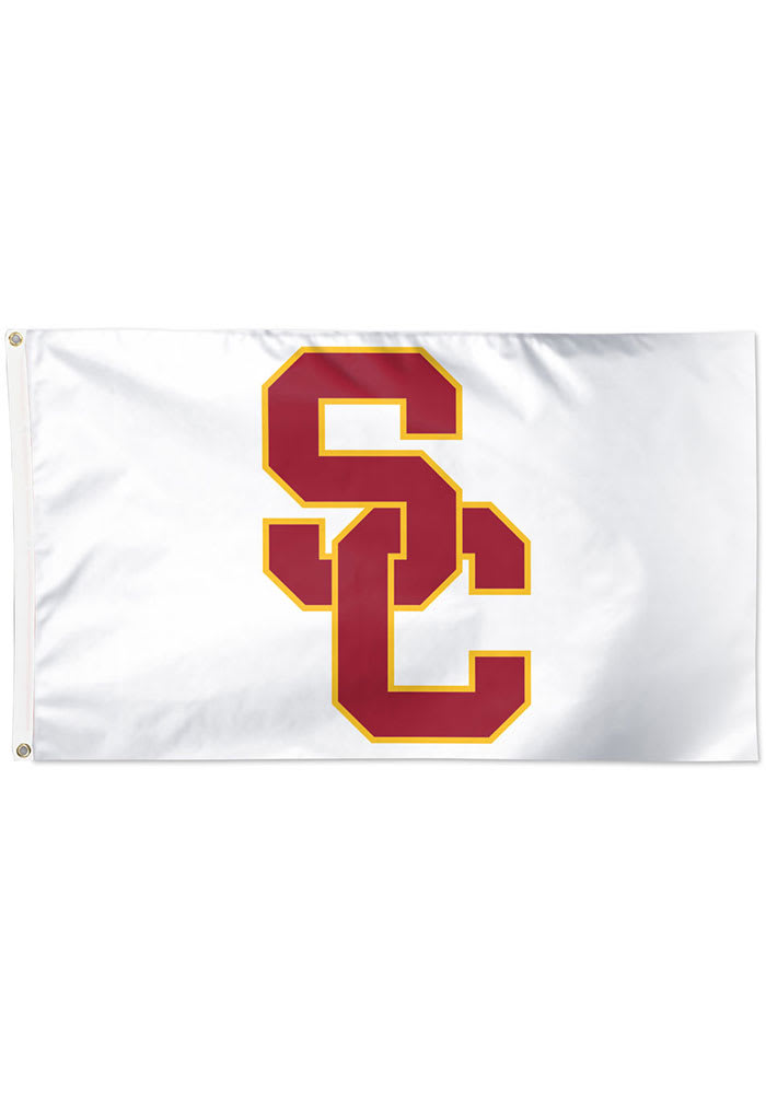 USC Trojans Deluxe White Silk Screen Grommet Flag - 1019841