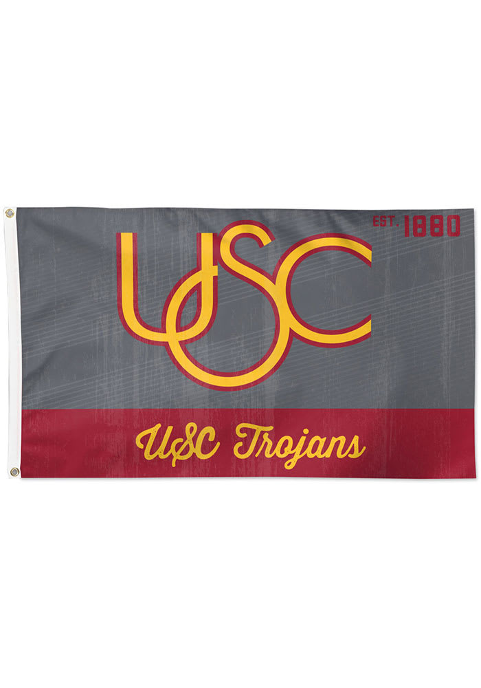 USC Trojans Vintage Deluxe Red Silk Screen Grommet Flag - 1019842