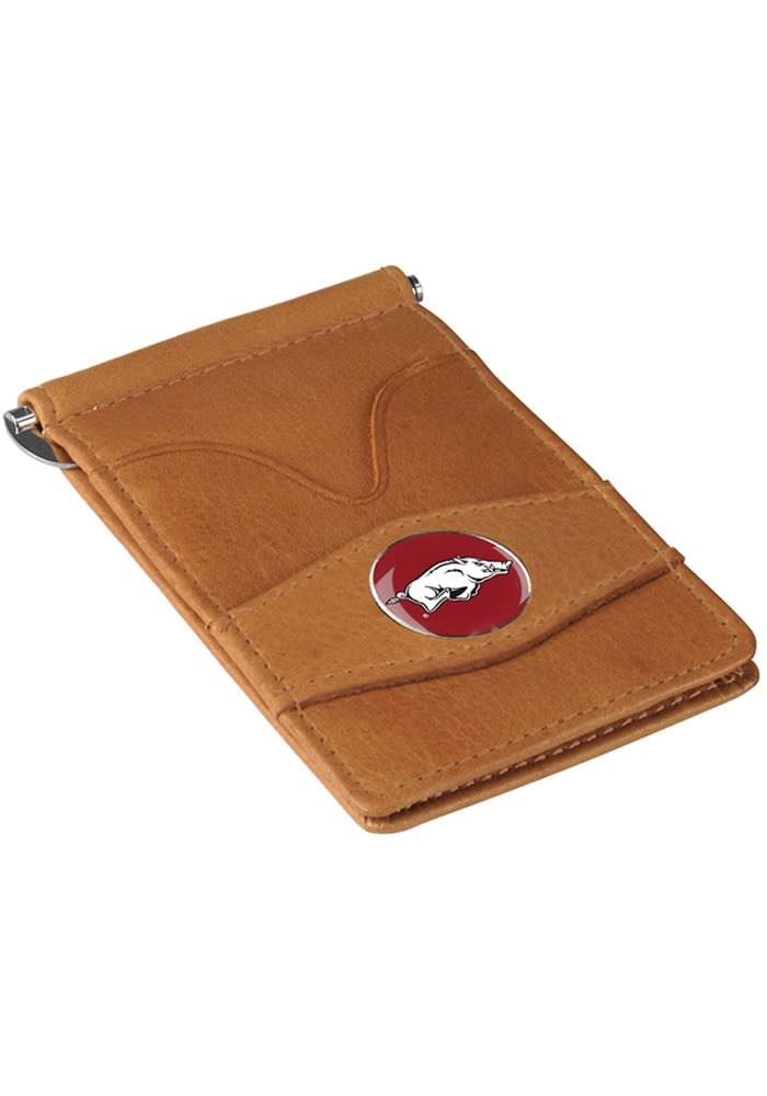 Arkansas Razorbacks Leather Golf Mens Bifold Wallet - Tan