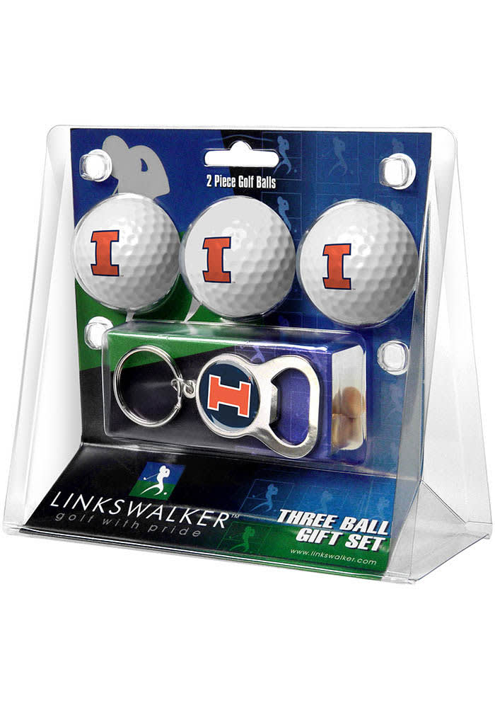 Illinois Fighting Illini White Ball and Keychain Golf Gift Set