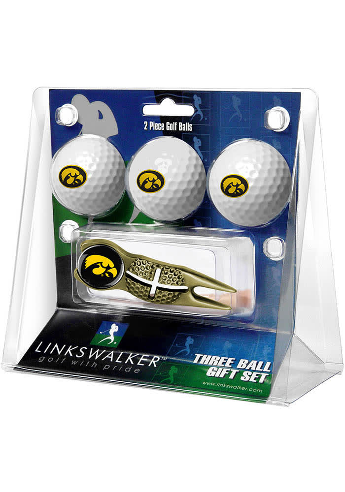 Iowa Hawkeyes GOLD Ball and Gold Crosshairs Divot Tool Golf Gift Set ...