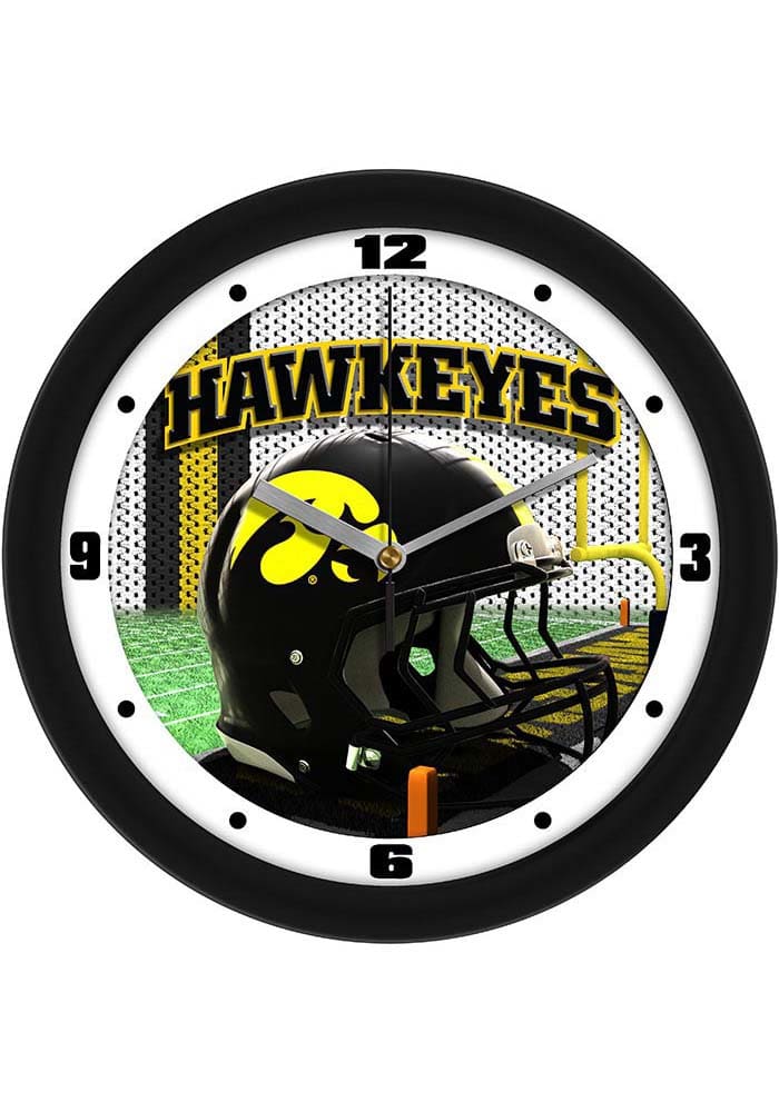 Iowa Hawkeyes BLACK 11.5 Football Helmet Wall Clock