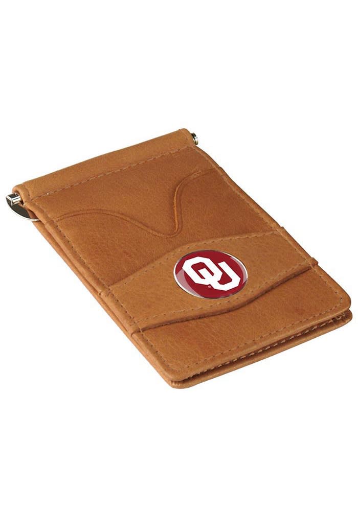 Oklahoma Sooners TAN Leather Golf Mens Bifold Wallet - 10202729