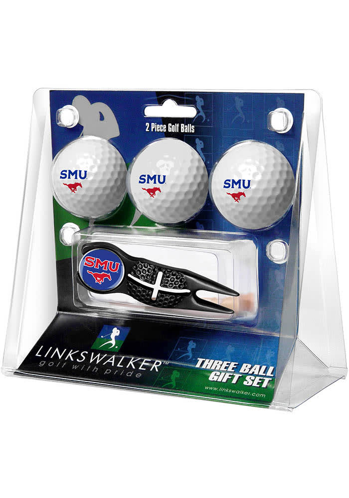 SMU Mustangs Ball and Black Crosshairs Divot Tool Golf Gift Set - BLACK