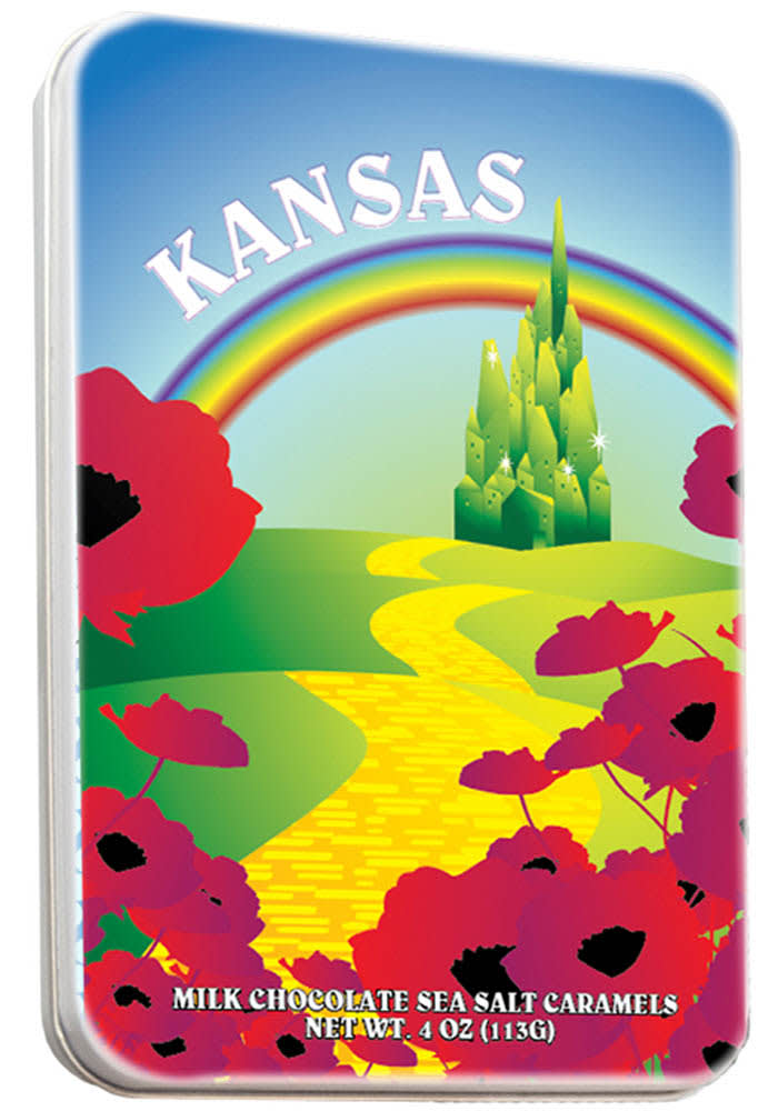 Kansas BLUE Tin With Milk Chocolate Sea Salt Caramels Candy - 1020331