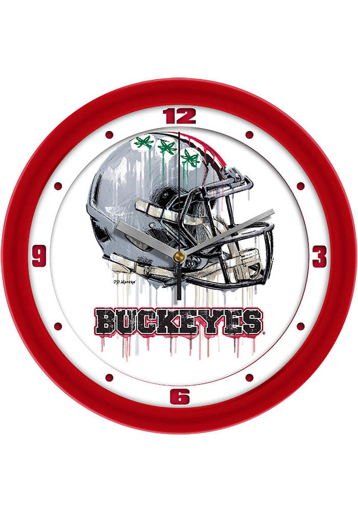 Ohio State Buckeyes Red Drip Art Wall Clock