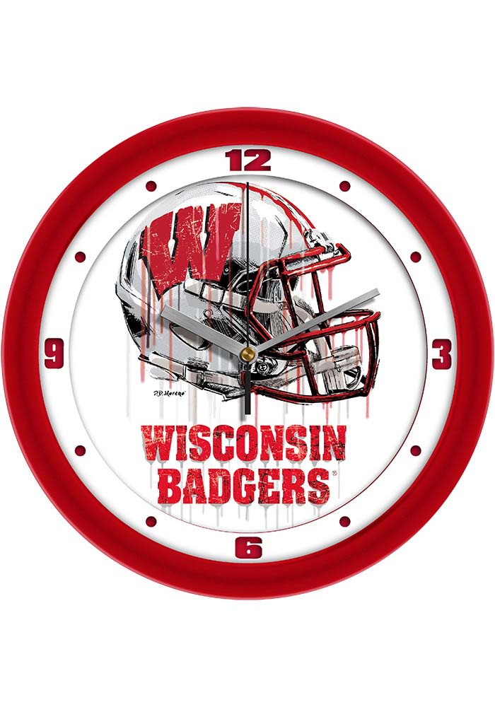 Wisconsin Badgers Drip Art Wall Clock - Red