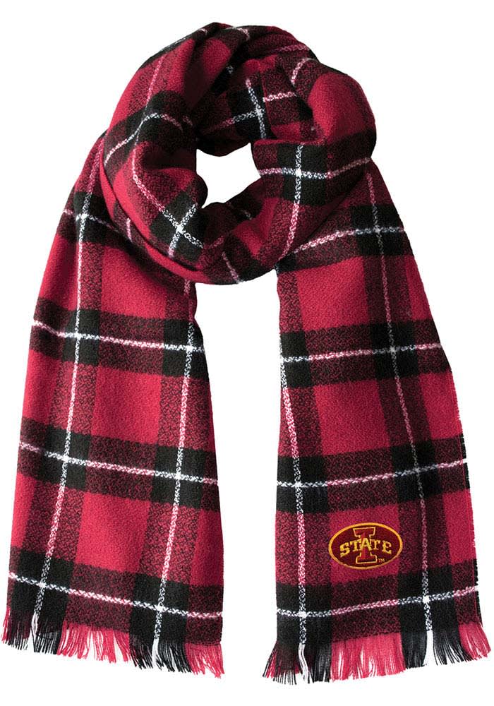 Iowa State Cyclones Red Plaid Blanket Design Womens Scarf - 10421071