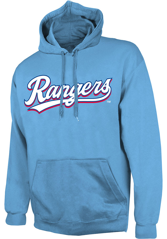 Texas Rangers Mens LIGHT BLUE Wordmark Hoodie - 10800067