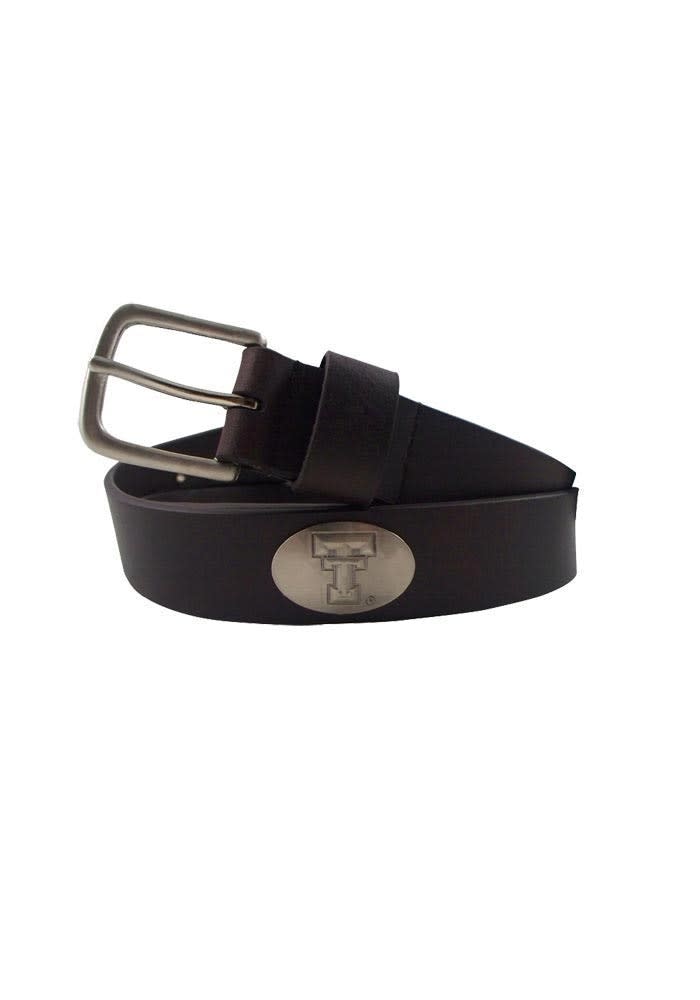 Texas Tech Red Raiders BROWN Brown Leather Mens Belt - 6543107