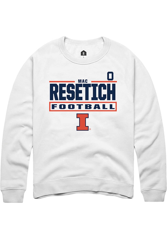 Mac Resetich Illinois Fighting Illini Mens White Football NIL Stacked ...