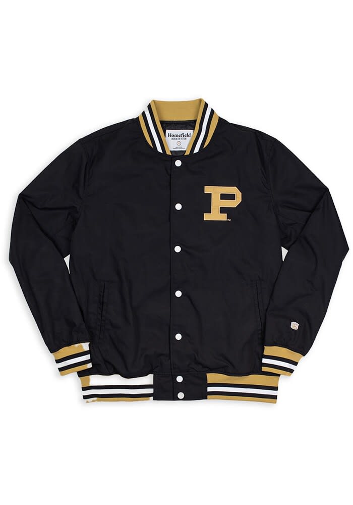 Homefield Purdue Boilermakers Mens Retro Bomber Light Weight Jacket - BLACK