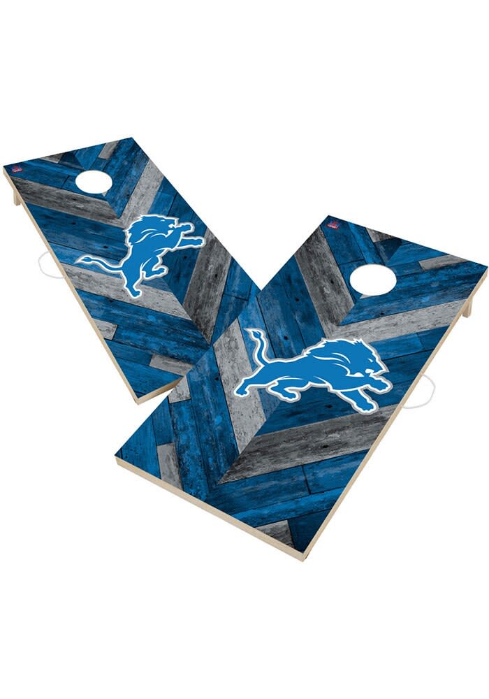 Detroit Lions 2x4 Solid Wood Herringbone Corn Hole