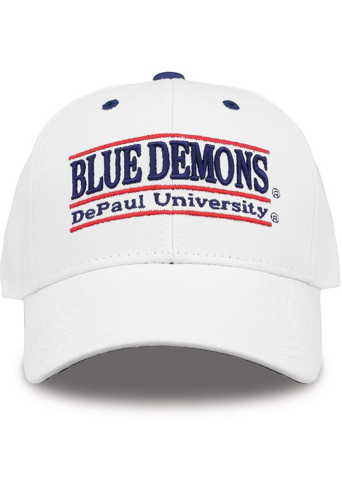DePaul Blue Demons White Retro Bar Nickname Adjustable Hat - 11480426