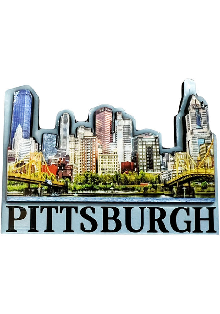 Pittsburgh Wooden Epoxy Magnet - BLUE
