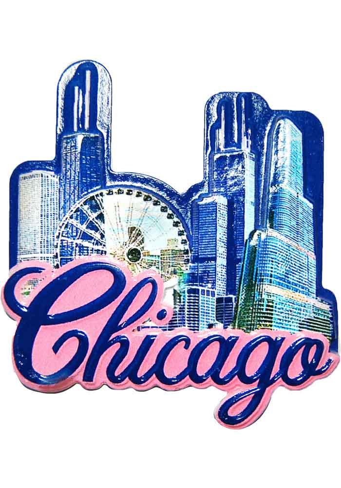 Chicago PINK City Skyline Icons Magnet - 11690250
