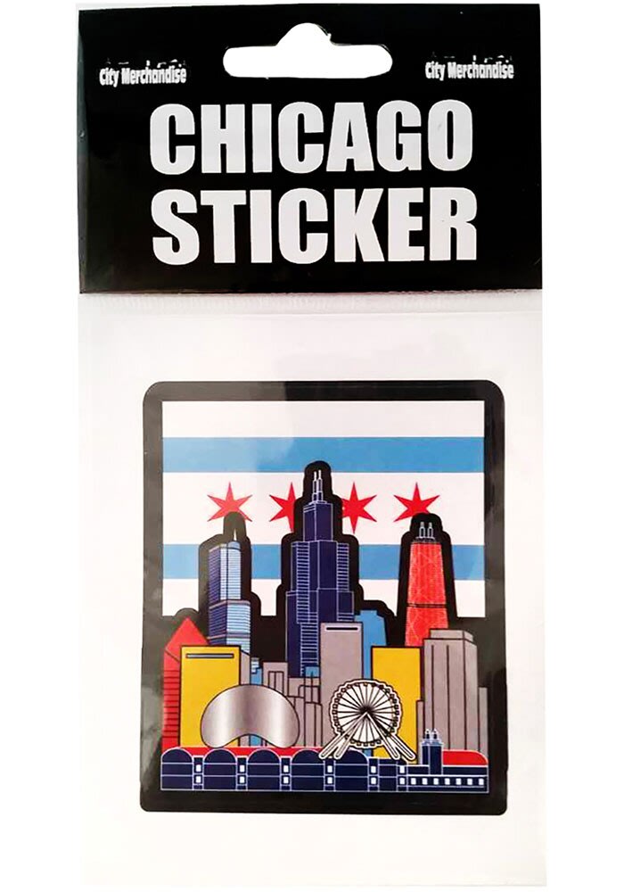 Chicago Souvenir | Chicago Stickers City Skyline Flag - BLUE