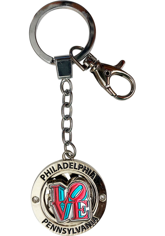 Philadelphia City Love Spinning Keychain - Red