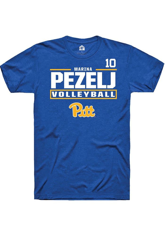 Marina Pezelj Pitt Panthers BLUE NIL Stacked Box Short Sleeve Player T ...