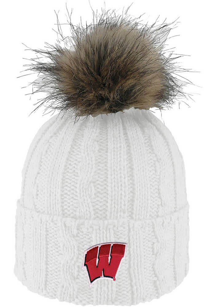 Wisconsin Badgers LogoFit Womens White Alps Pom Knit Hat - 11850753
