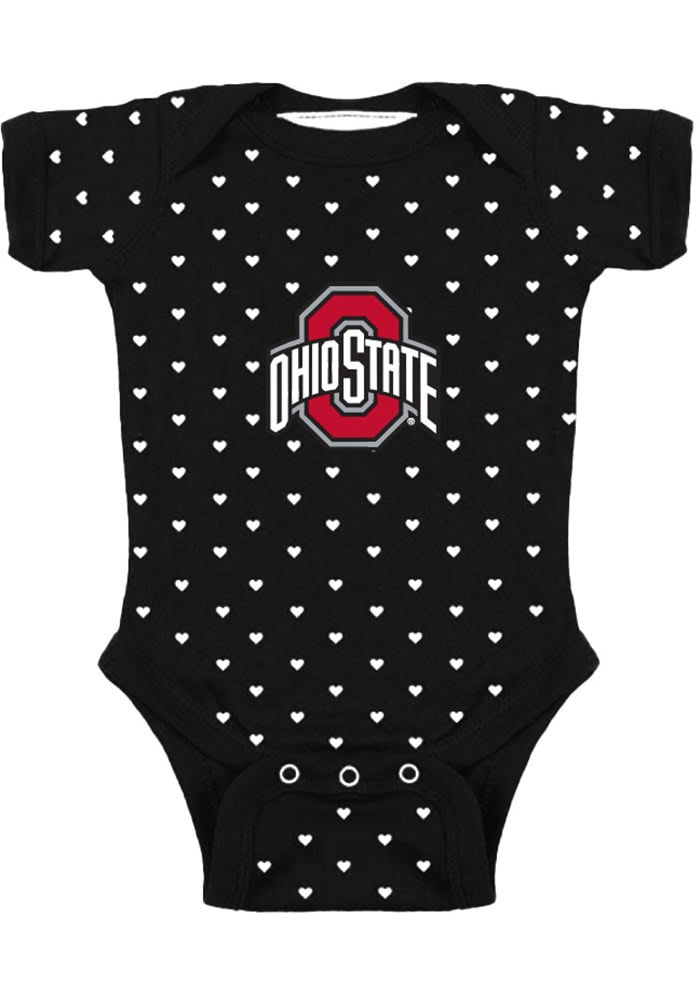 Baby BLACK Ohio State Buckeyes Heart One Piece - 120287178