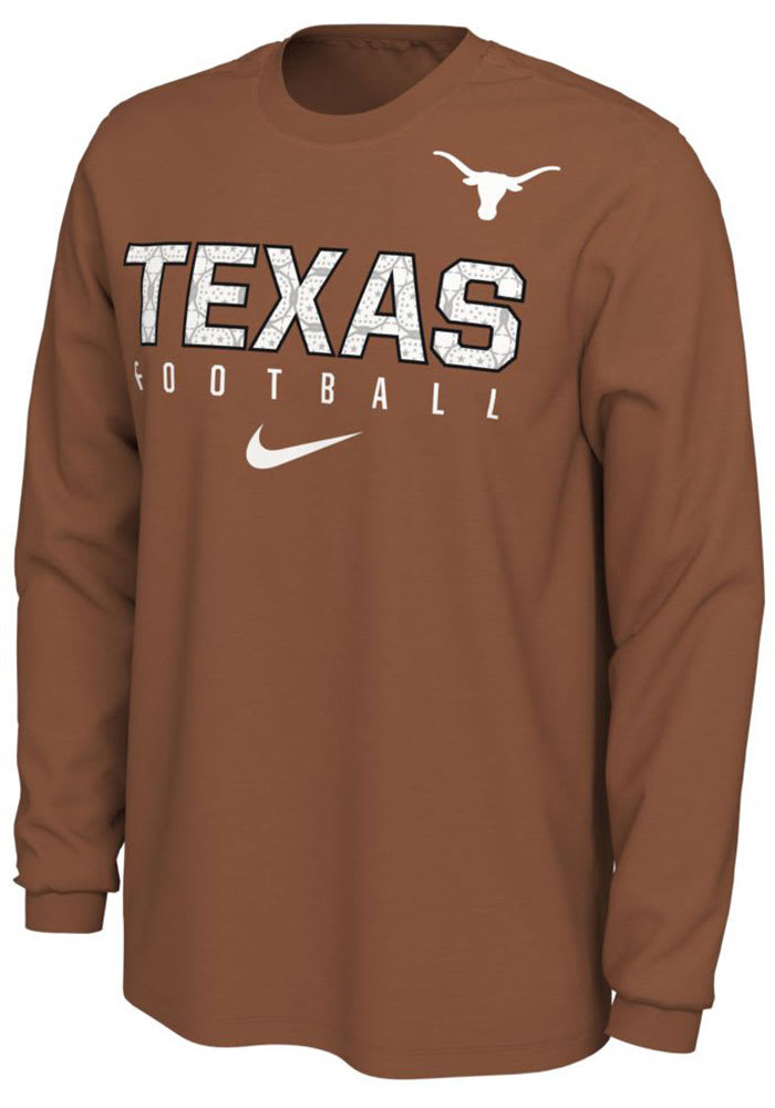Nike Texas Longhorns Football Long Sleeve T Shirt BURNTORANGE - 125102579