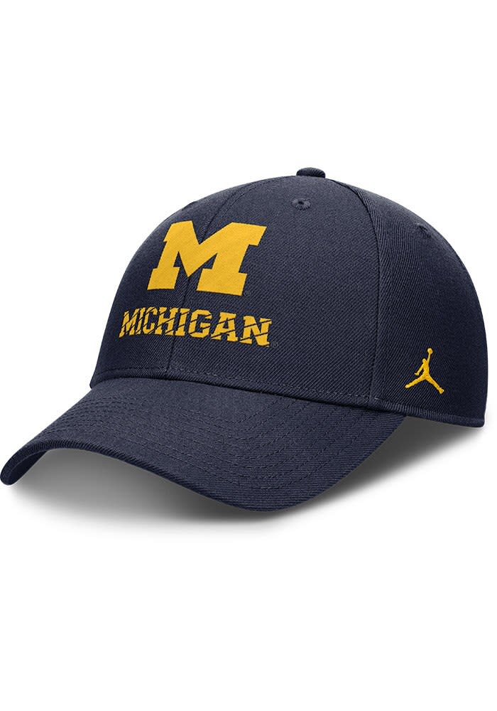 Michigan Wolverines Nike BLUE Jordan Brand Rise Structured Snapback Hat ...