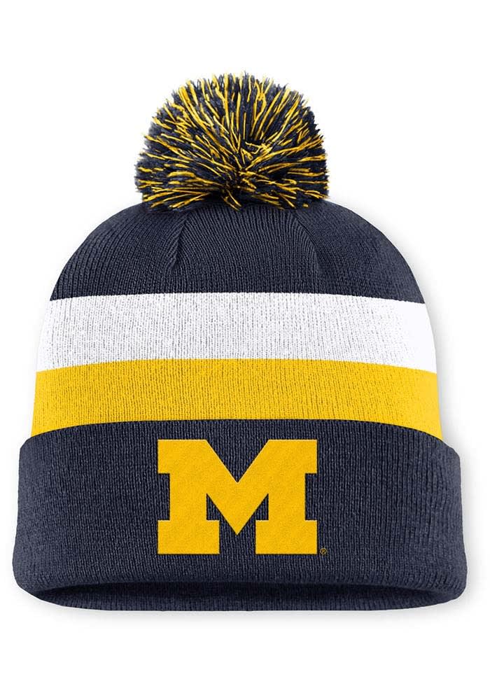Michigan Wolverines Nike BLUE Campus Peak Cuffed Beanie With Pom Knit ...