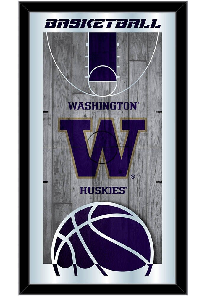 Washington Huskies SILVERGREY Basketball Hanging Back Bar Mirror - 12549810