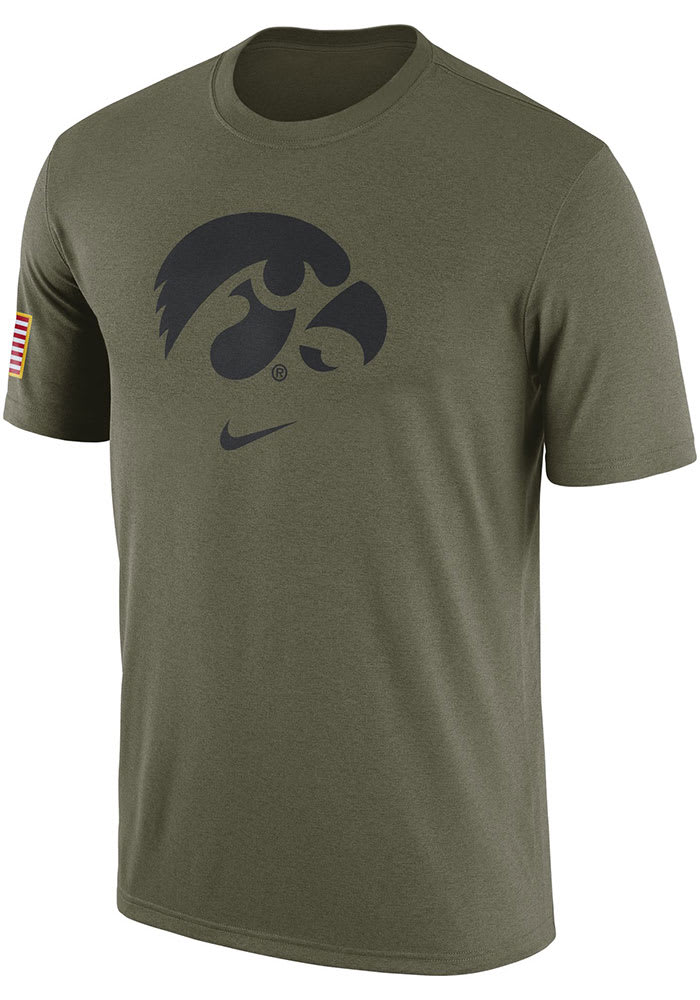Nike Iowa Hawkeyes OLIVE Cotton Military 23 Short Sleeve T Shirt ...