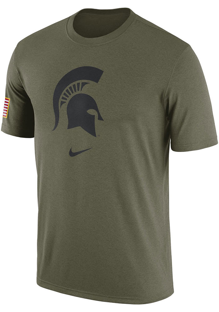 Nike Michigan State Spartans OLIVE Cotton Military 23 Short Sleeve T ...