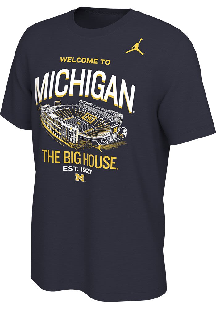 Nike Michigan Wolverines BLUE Jordan Stadium Short Sleeve T Shirt ...
