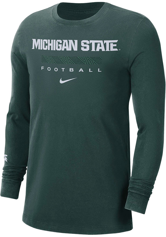 Nike Mens GREEN Michigan State Spartans Football Word Long Sleeve