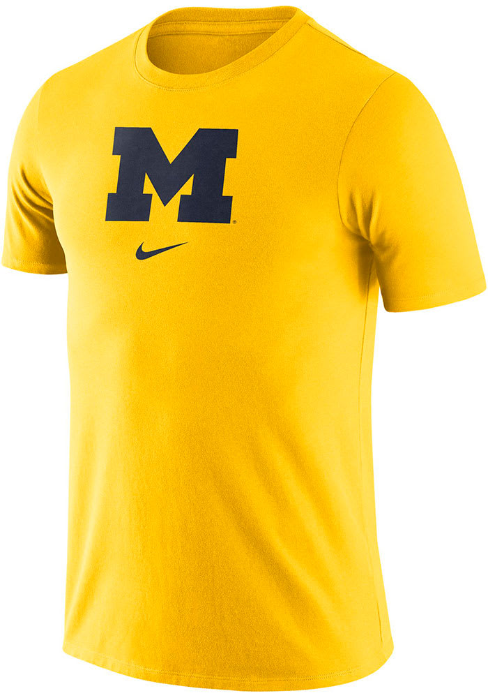 Nike YELLOW Michigan Wolverines Essential Logo Short Sleeve T Shirt ...