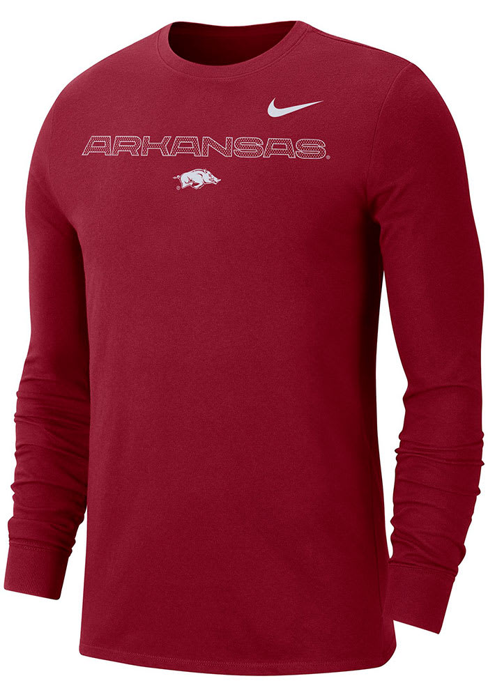 Nike Arkansas Razorbacks Team Issue Long Sleeve T Shirt Crimson