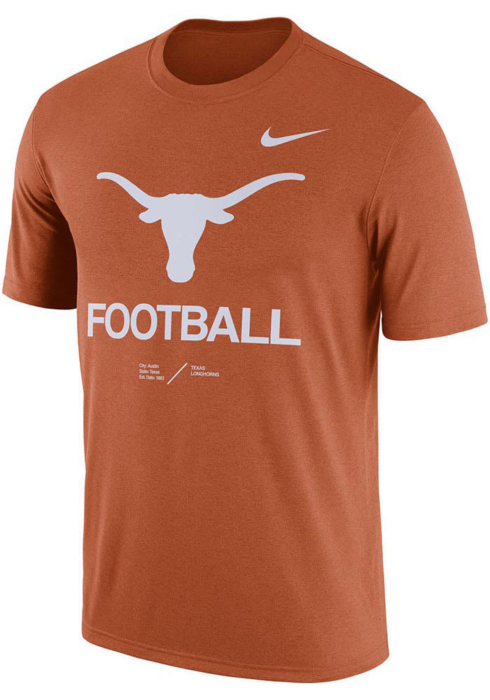 Nike Texas Longhorns BURNTORANGE Legend Football Short Sleeve T Shirt ...