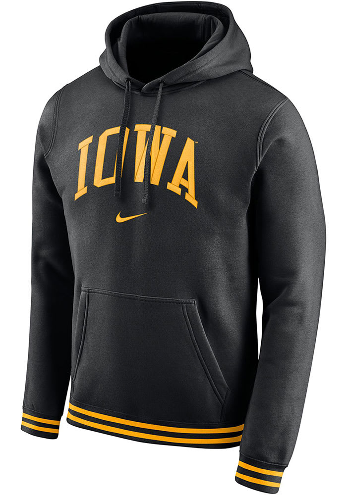 Nike Iowa Hawkeyes Mens BLACK Retro Long Sleeve Fashion Hood - 12558453