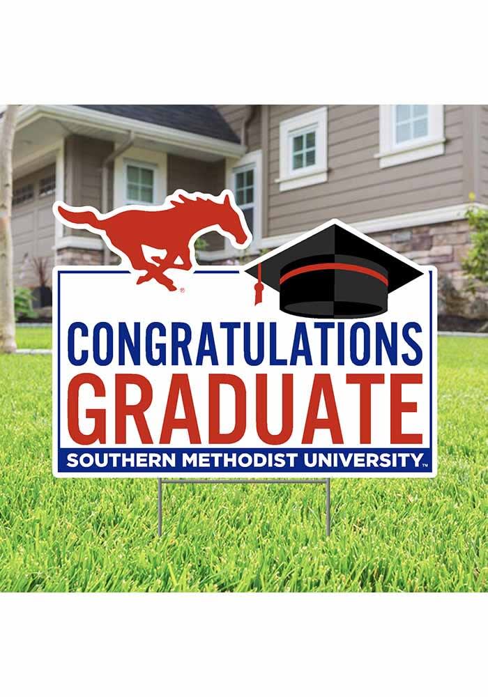 SMU Mustangs White Congratulations Graduate Yard Sign - 12678202