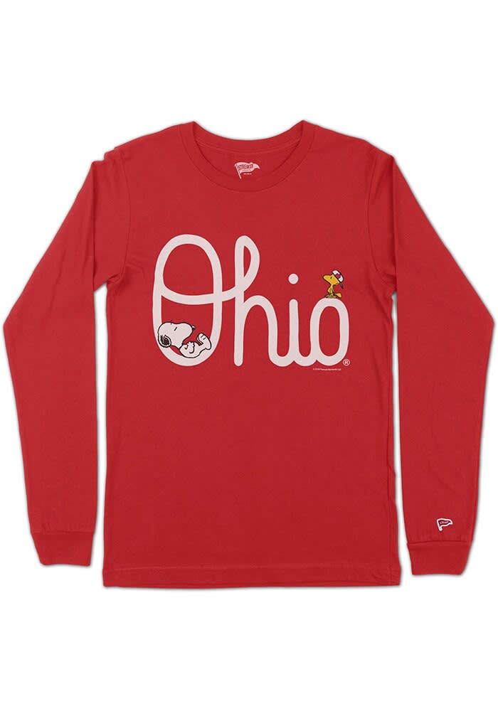 Ohio State Buckeyes Peanuts Script Ohio Red Long Sleeve T Shirt - 1272182