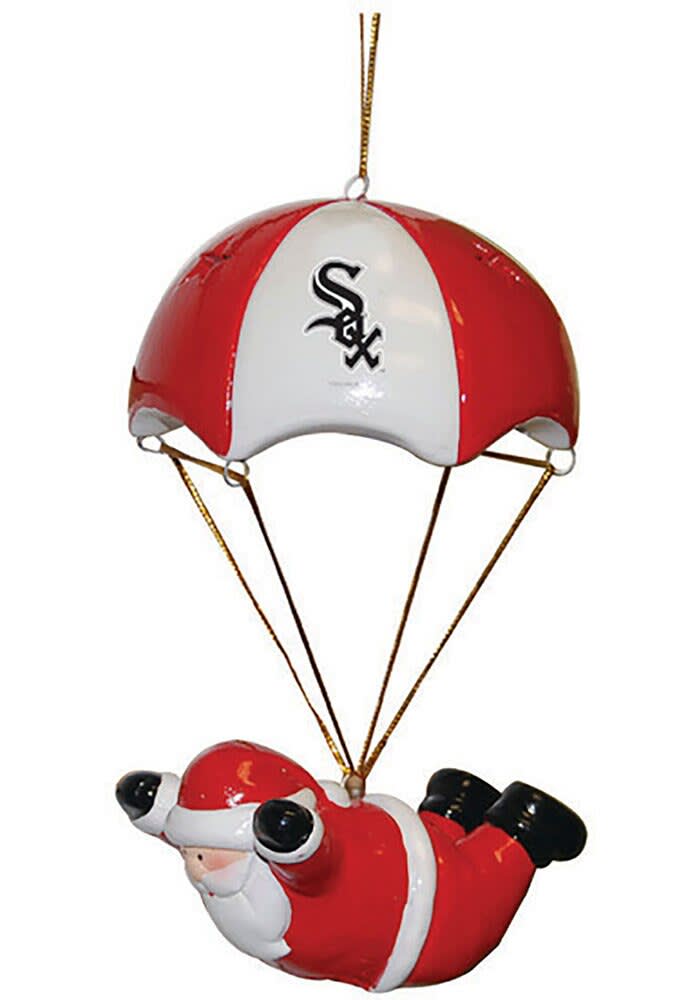 Chicago White Sox BLACK Skydiving Santa Ornament - 12980787