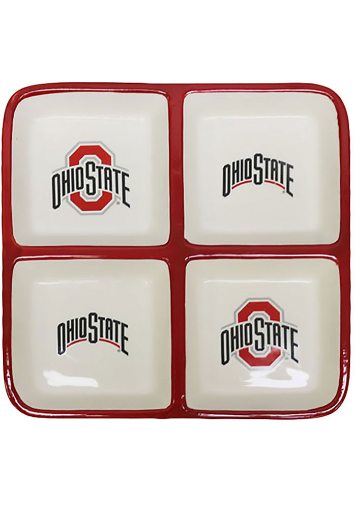 WHITE Ohio State Buckeyes 4 Section Serving Tray
