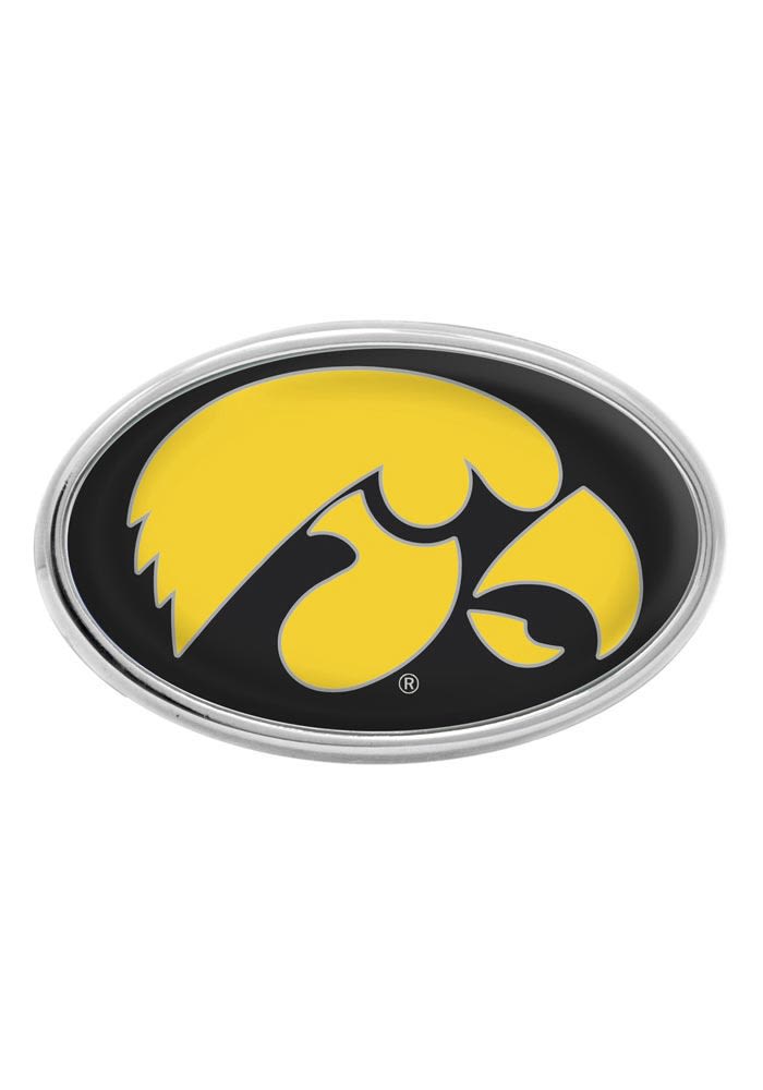 Iowa Hawkeyes BLACK Domed Oval Car Emblem - 1301
