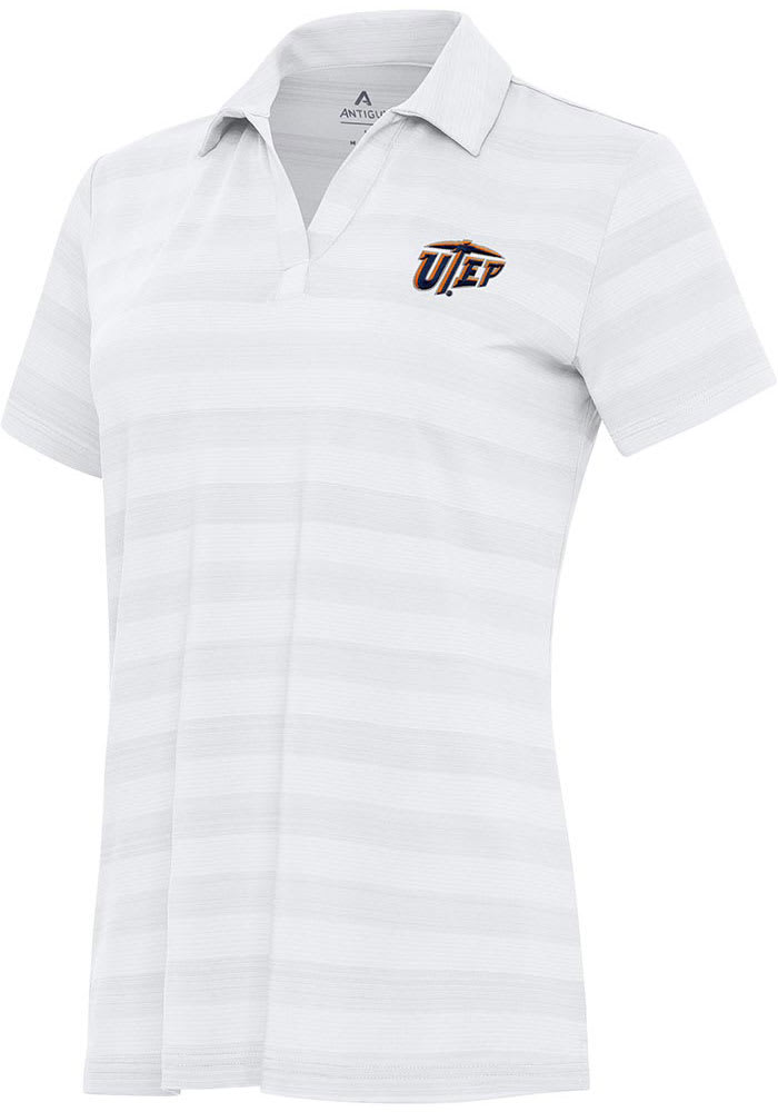 UTEP Miners Antigua Womens WHITE MULTI Tunnel Short Sleeve Polo ...