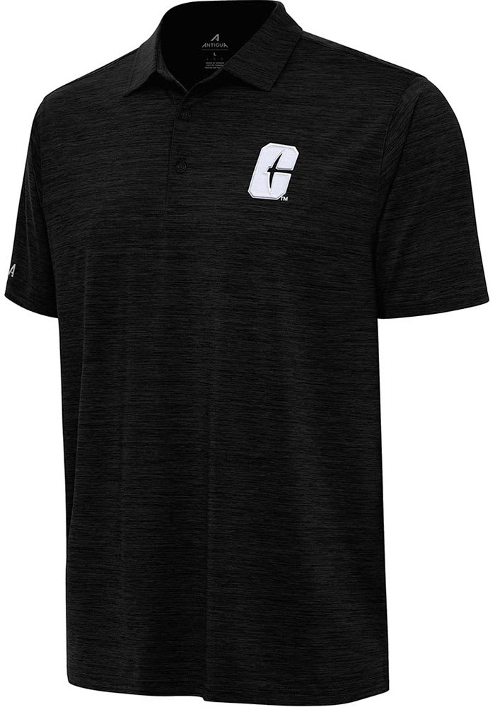 Antigua UNCC 49ers Mens Layout BLACKHEATHER Short Sleeve Polo