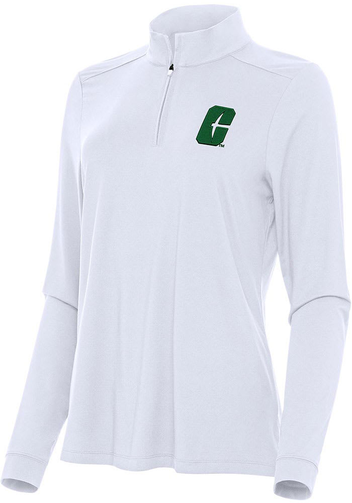 UNCC 49ers Antigua Womens White Intent Long Sleeve Qtr Zip - 1330029478